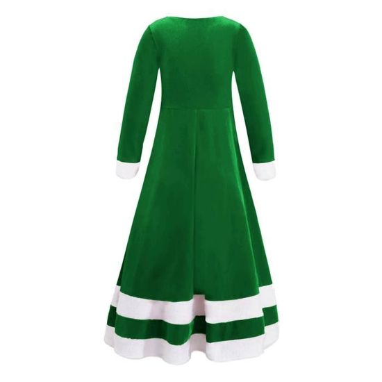 Inlzdz Déguisement Mère Noël Lutin Fille Enfant Robe Noël En Velours