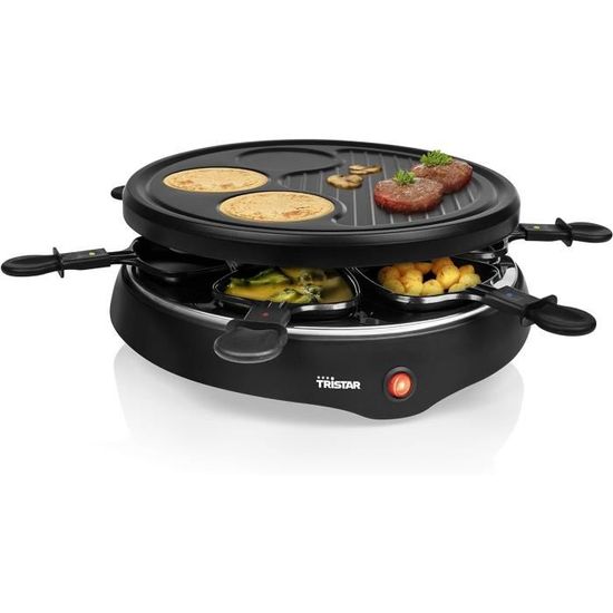 Appareil À Raclette 6 Poêlons Ra-2998, Plaque Grill Et Crêpière, Noir ...