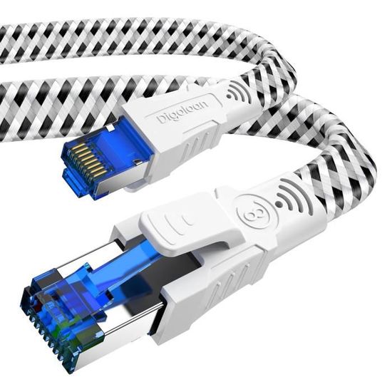Câble Ethernet 15M Cat 8 Câble Internet 40Gbps 2000Mhz Haute Vitesse ...