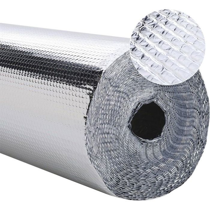 Rouleau d'isolation en aluminium à bulles de 5 m x 0,6 m, isolation en ...