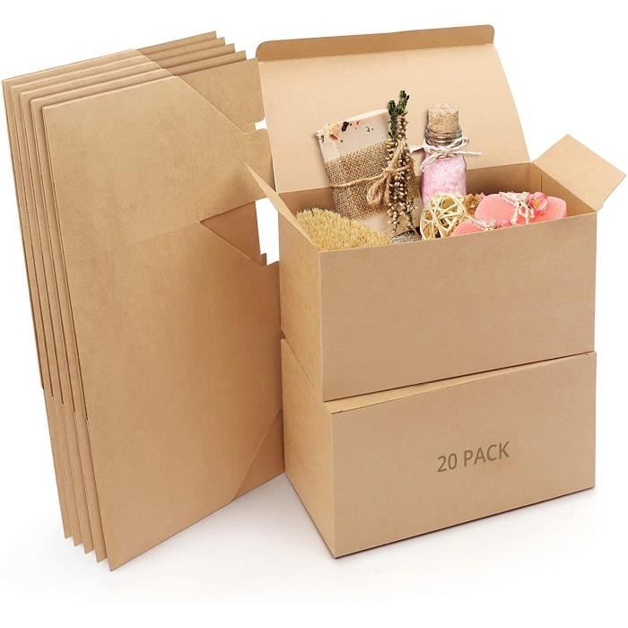 Boite Cadeau Marron Kraft (Lot de 20)- Boite Cadeau Vide de 23x11,5x11 ...