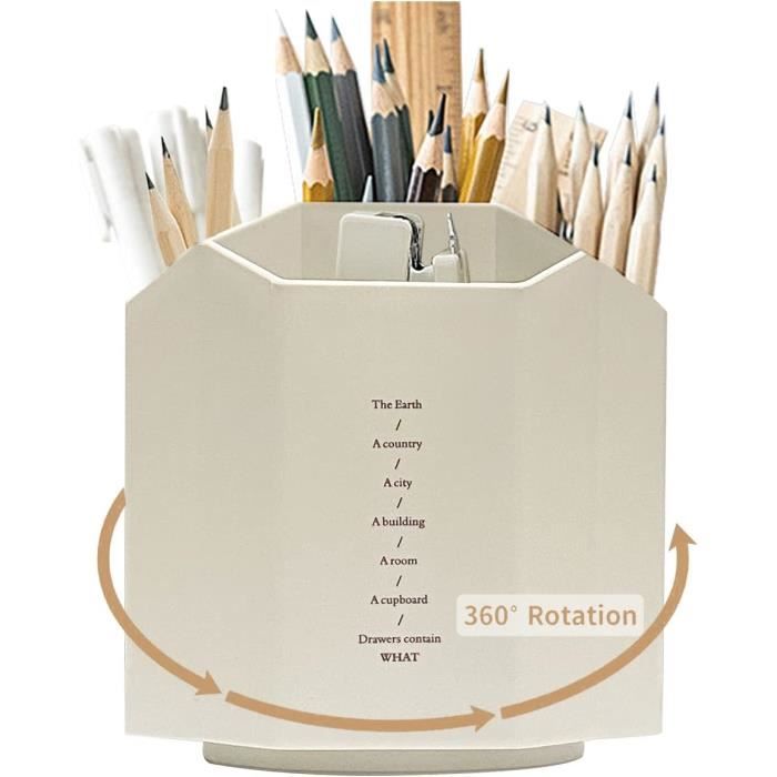 Rotatif Pot A Crayon, Pot A Crayon Bureau, Rotation À 360 Degrés Avec 5 ...