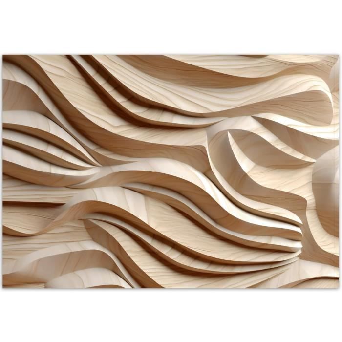 Papier Peint Intissé Texture Bois 200x140 cm beige Moderne Décoration ...