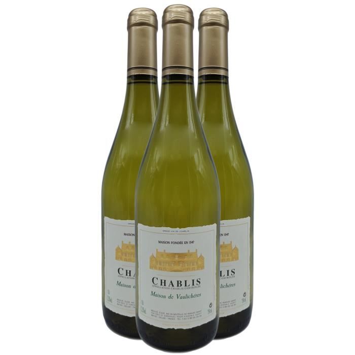 Chablis Blanc 2021 - Lot de 3x75cl - Maison de Vaulichères - Vin AOC ...