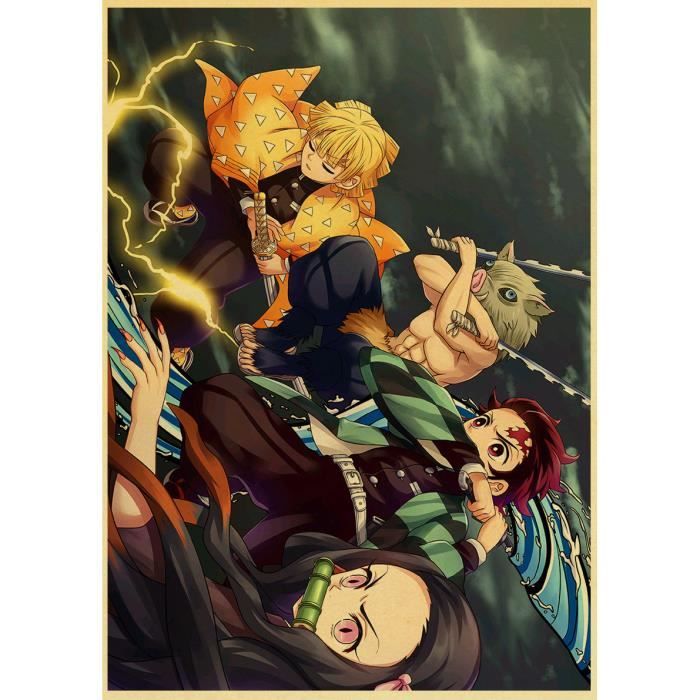 DKJ-10695 Affiche vintage mural démon Slayer anime Poster Kraft Kimetsu ...