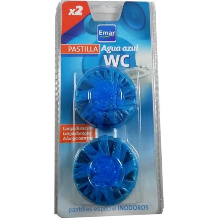 2 Pastilles WC Toilettes Chasse d'Eau Bleue Nettoyante Javel 2 x 50G ...