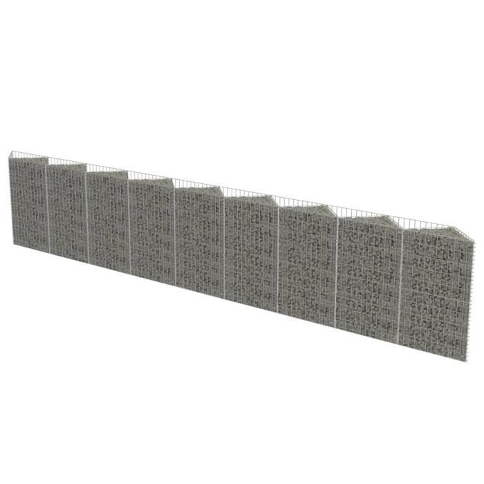 Mur de gabion rectangulaire en acier galvanisé Dilwe - 630 x 30 x 100 ...