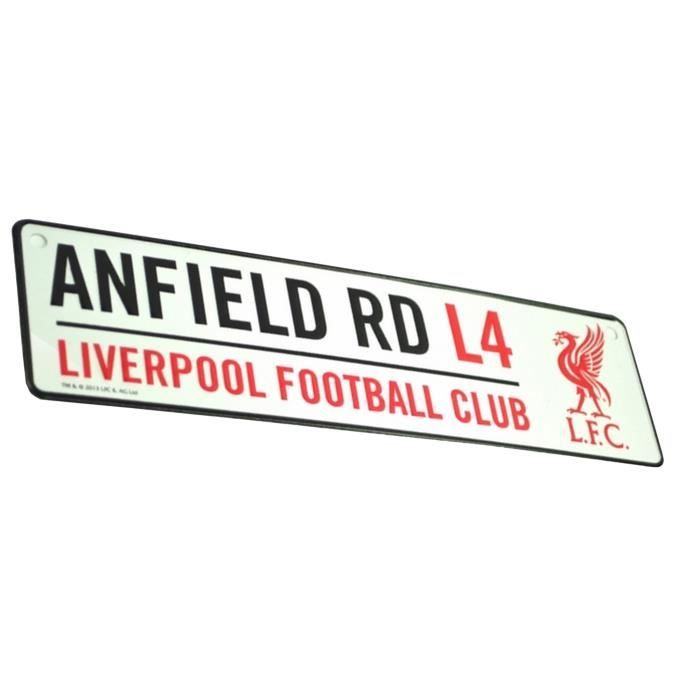 Plaque de rue Liverpool FC - Blanc - Emblème en relief et texte - 100% ...