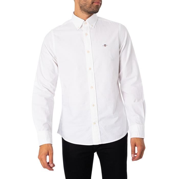 Chemise Oxford coupe slim - GANT - Homme - Blanc Blanc - Cdiscount Prêt ...