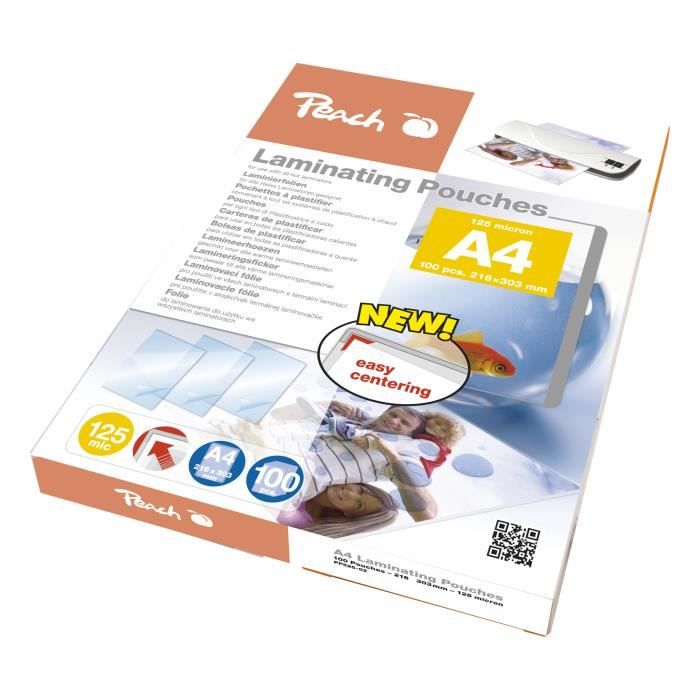 Peach 100 A4 Pouchettes de plastifier, 125mic. (216x303mm) - Cdiscount ...