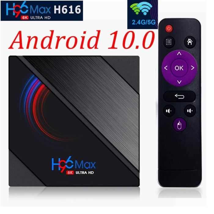 Boitier iptv H96 max H616 4+32G Smart TV Box Android 10.0 Double Wifi+BT avec Google BOX ...