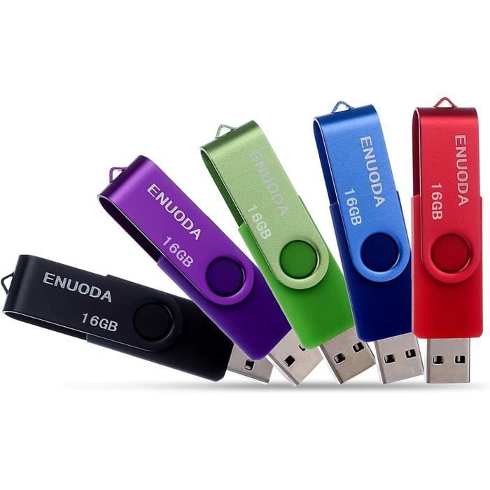 Lot De 5 Clé Usb 16 Go Usb 2.0 Flash Drive Stockage Rotation Disque ...