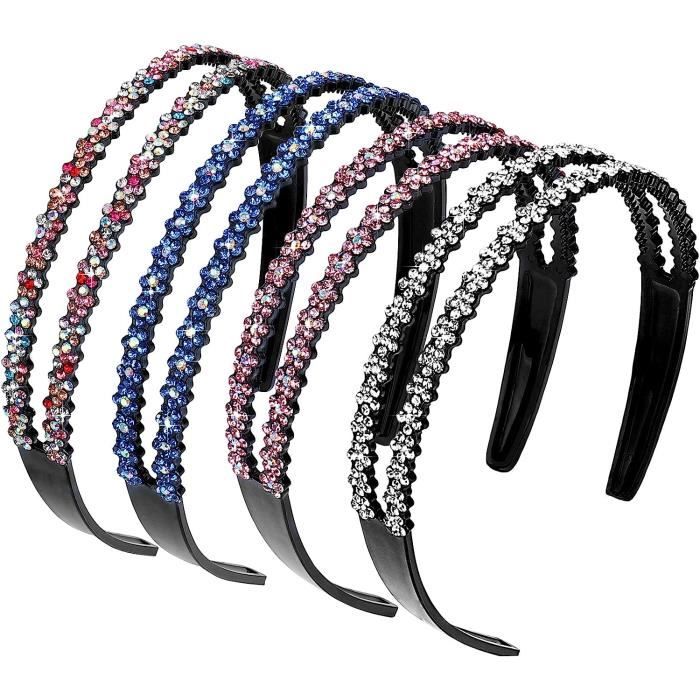Serre-Têtes à Strass Double Bandeaux de Cheveux en Cristal Diamant ...