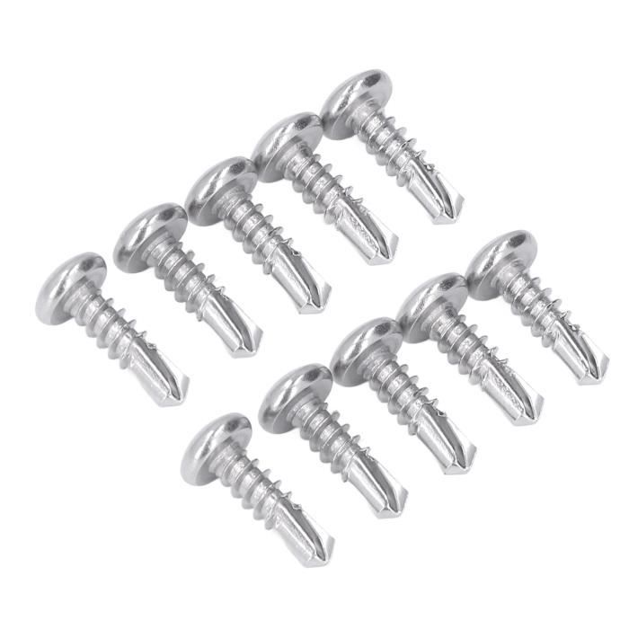 Tbest Vis autoperceuse 200 pièces vis auto-perceuse tête ronde 410 attaches en acier inoxydable ...