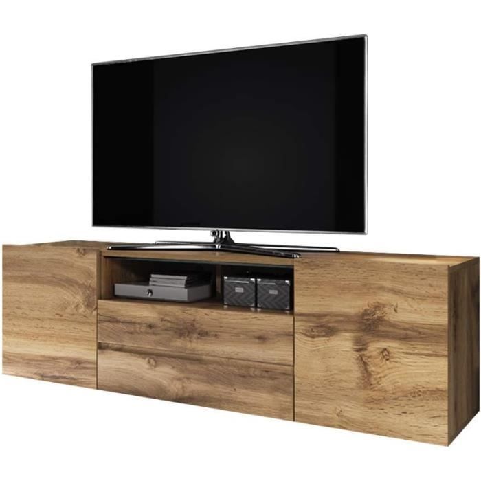 Meuble TV Bas - TRAHOO - Chêne Wotan Mat - Design Contemporain - A ...