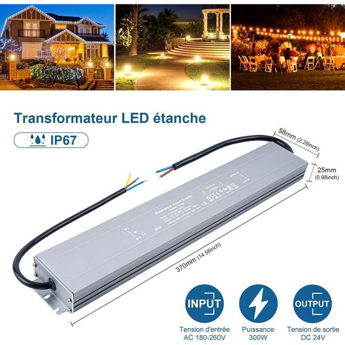 Transformateur LED 220V 24V 60W, Alimentation LED IP67 Etanche Pilote ...