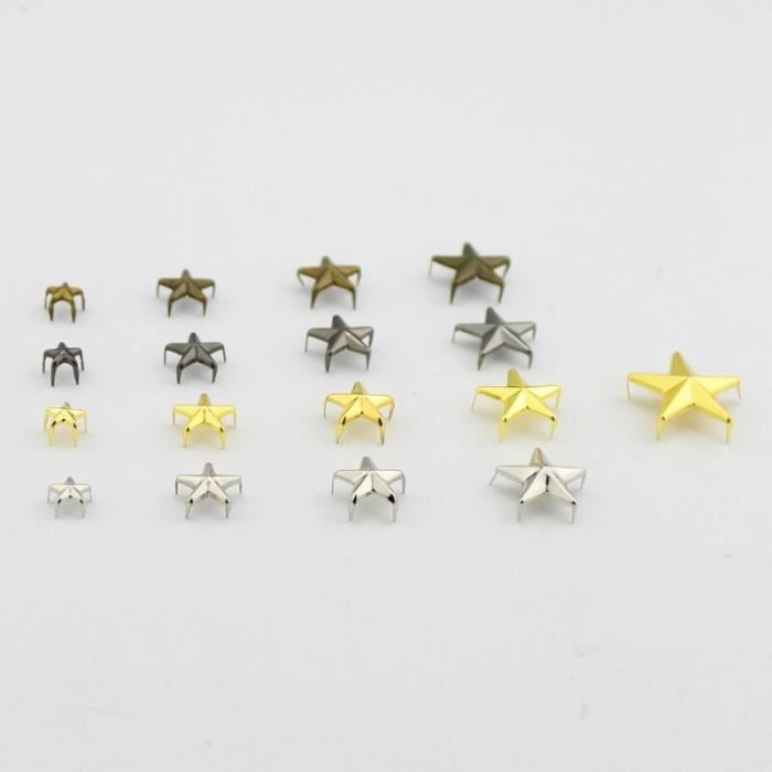 RIVET,20mm golden (50pcs)--Rivets de pentagramme pour clous en cuir, 4 ...