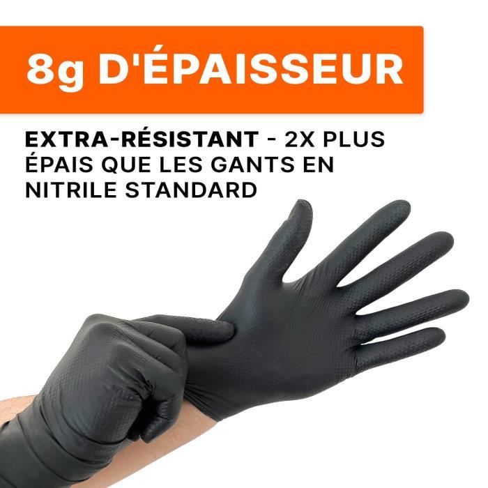 Progrip Gants Jetables, Gants Nitrile Extra Forts, Gant Nitrile Noir ...