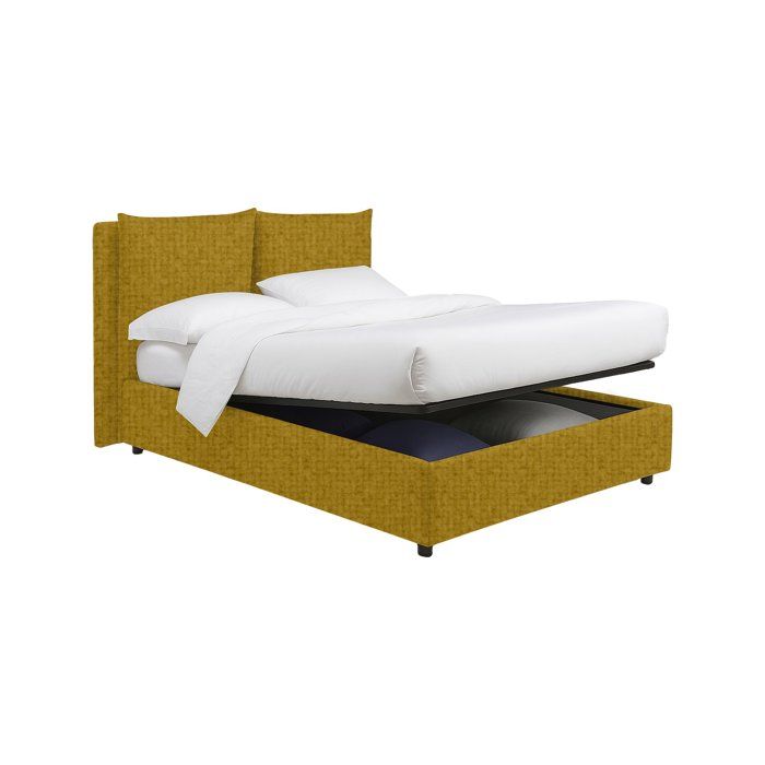 Lit Double Formby Talamo Italie, en Tissu Jaune Ocre - Cdiscount Maison