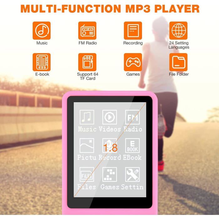 Lecteur MP3/MP4 numérique portable - SUTEO - 8 Go - Rose - Son HiFi ...