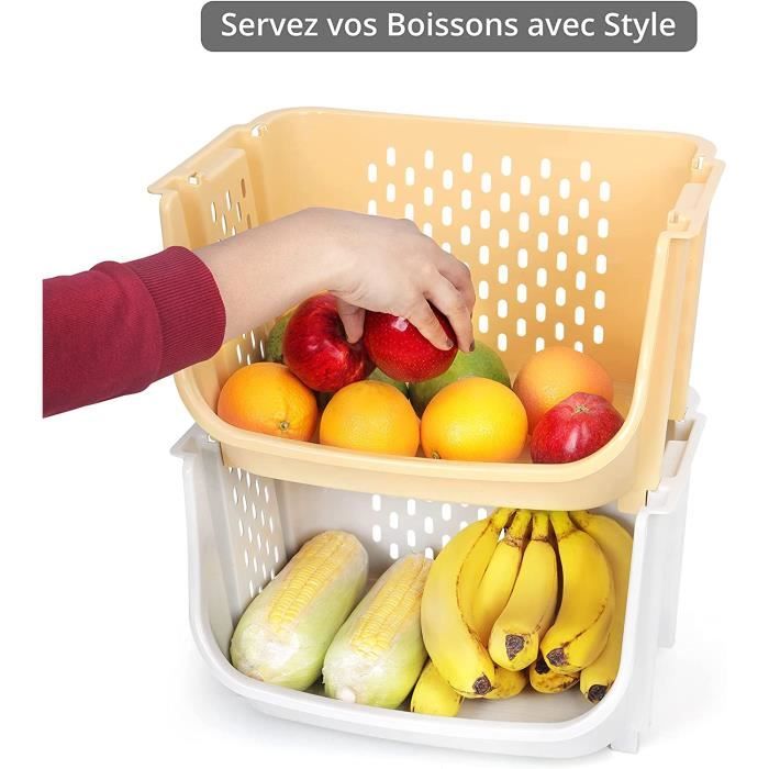 Fng8 Bac Rangement Empilable Robuste [lot 4] Panier Plastique Roulette ...