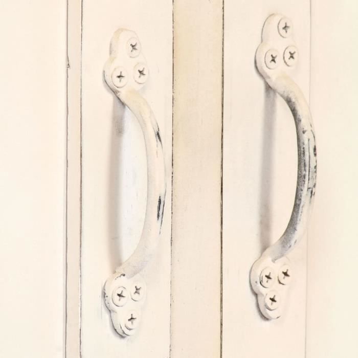 Garnaco Buffet Blanc 160 x 40 x 80 cm Bois de manguier massif 85433 ...