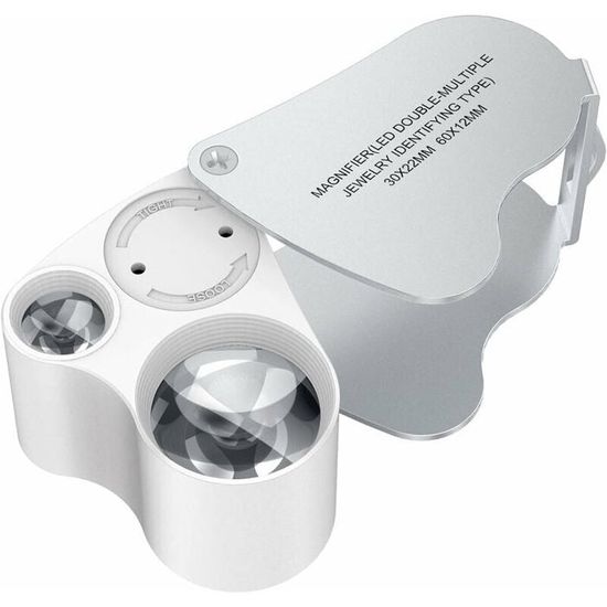 Loupe bijoutier 30 x 60 mm avec LED pour horlogerie gemmes timbres et ...