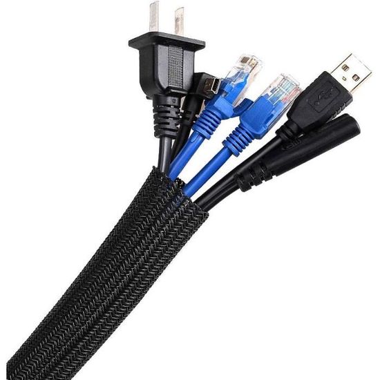 Manchon de Cable Gaine 2M Souple Ajustable AGPTEK, Gestion des Cables ...