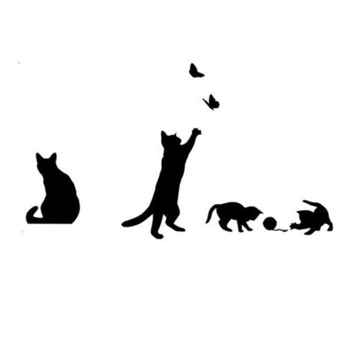 Stickers muraux chat noir - Achat / Vente pas cher
