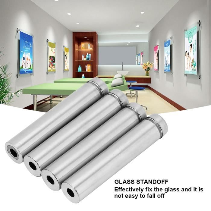 Cikonielf support en verre 4 pièces en acier inoxydable 12*60/12*80mm ...