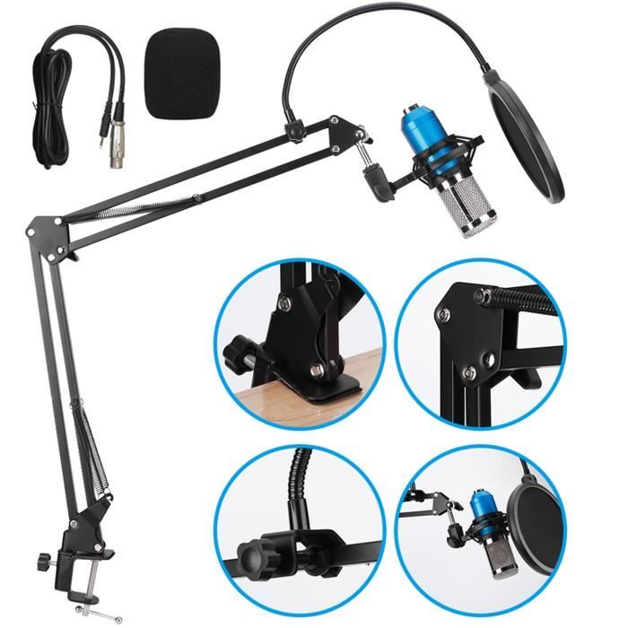 EJ.life Micro de diffusion en direct Microphone capacitif noir BM800 ...