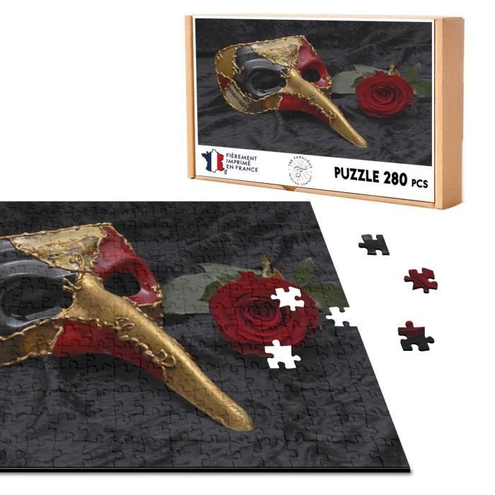 Puzzle Classique 280 pièces Carnaval de Venise Masque Rouge Noir et Or ...