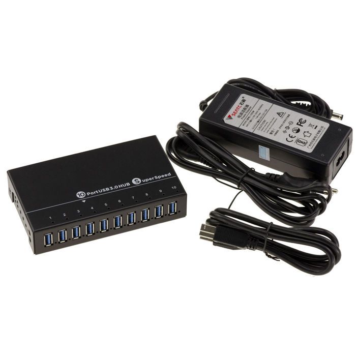 Hub USB - Industech - 10 Ports - Alimentation 60W - Boîtier Métal - USB ...