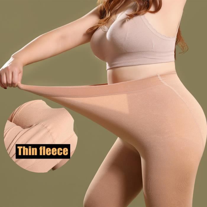 Polaire fine en peau collants molletonnés épais et chauds pour femme, taille haute, extensible ...