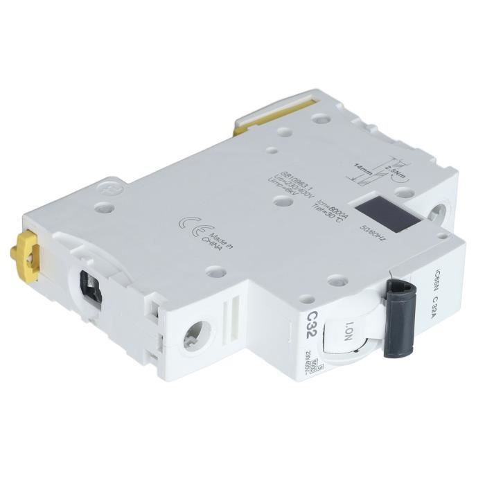 Qiilu Disjoncteur C32 Installation de rail DIN de disjoncteurs de basse tension du disjoncteur ...