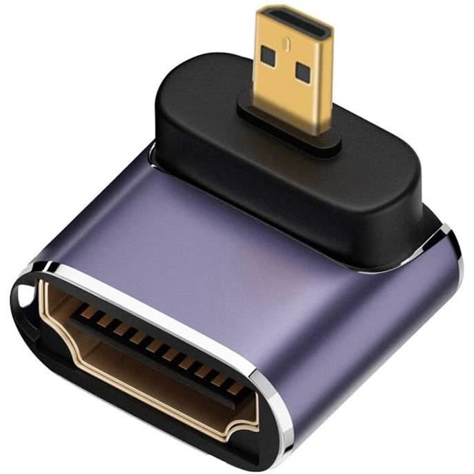 Adaptateur Convertisseur Micro Hdmi Mâle Vers Hdmi 2.1 Femelle Uhd ...