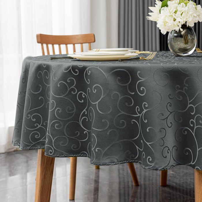 Nappe Table Ronde 140cm Nappe Anti Taches Nappe Imperméable Effet Lin ...