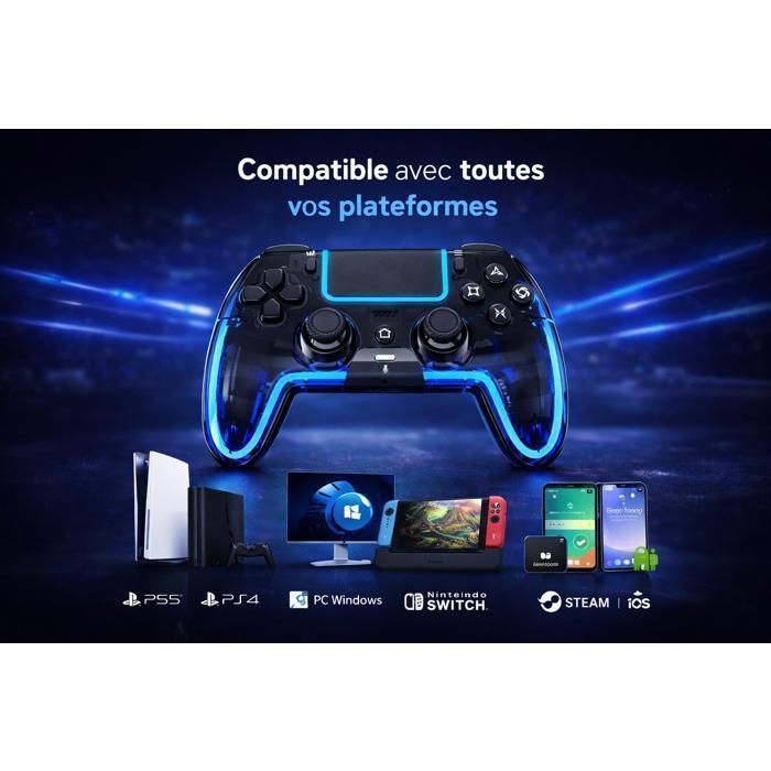 Manette PS5 RGB Sans Fil Pro Multiplateforme – Hall Effect Anti-Drift ...