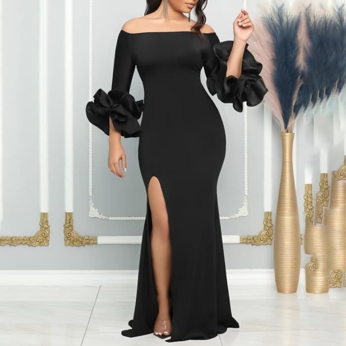 Robe de soirée femme - Glamour - Fente manches élégantes - Vert Vert ...