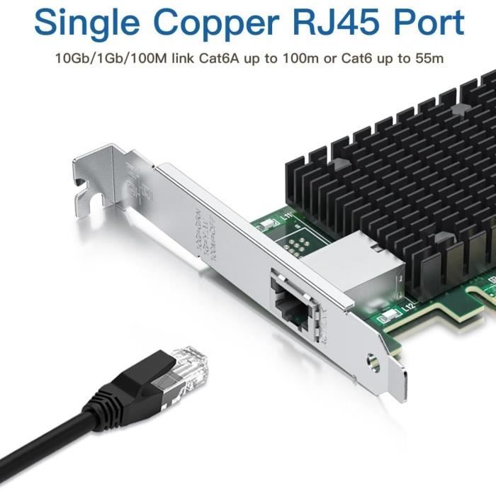 H!Fiber Carte Réseau Rj45 Pci-E 10 Go Compare To Intel X540-T1, Avec ...