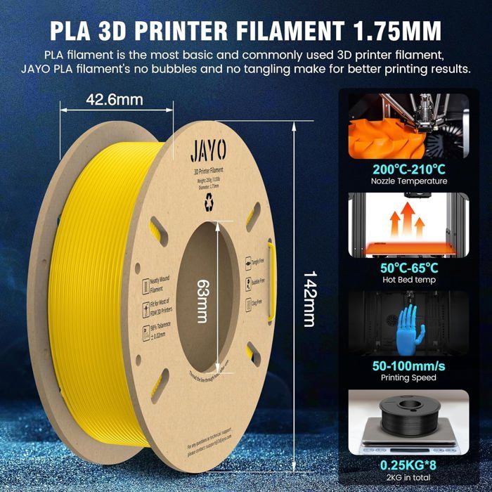Filament PLA 1.75mm, 250g PLA Filament d'Imprimante 3D Bundle Multicolor, Neatly Wound Filament ...