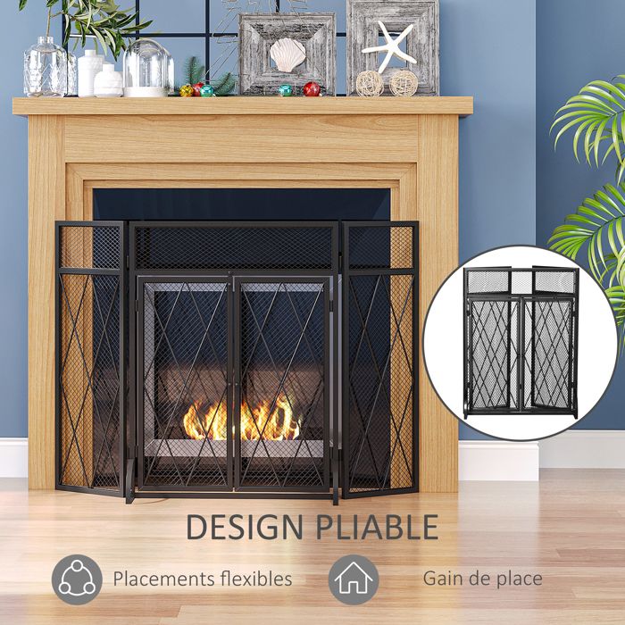 Grille de protection pour cheminée 120 x 79 cm - pare-feu pour cheminée ...