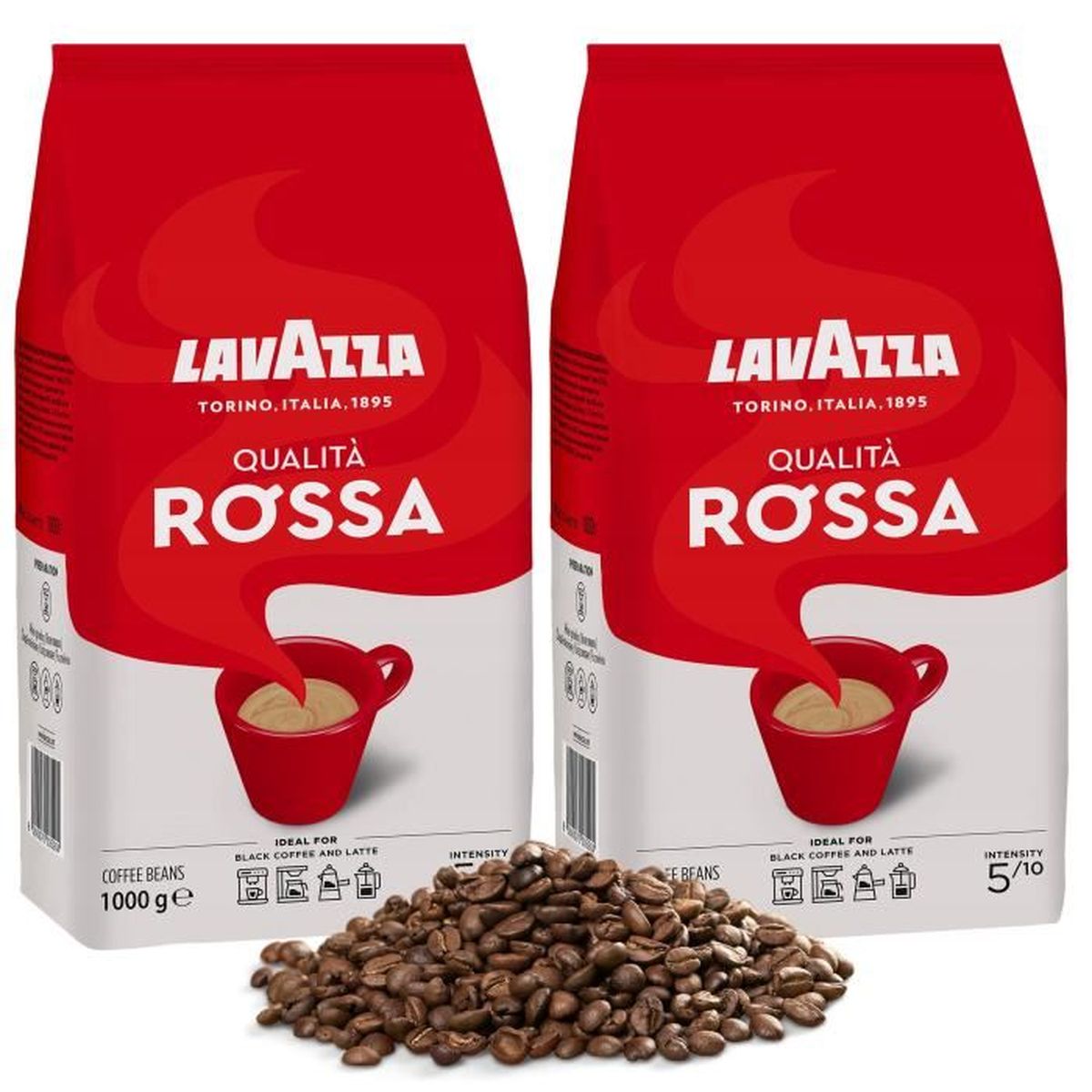 LAVAZZA Qualita Rossa-Un mélange de grains de café Arabica et Robusta ...