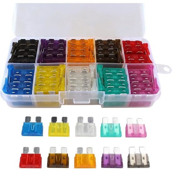 100 Pcs Fusible à Lame Kit Assortiment De Fusibles Auto Voiture Camion
