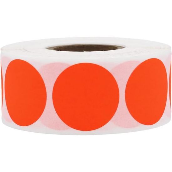 Lot De 500 Gommettes Autocollantes Rondes Rouges Fluorescentes, 25 Mm ...