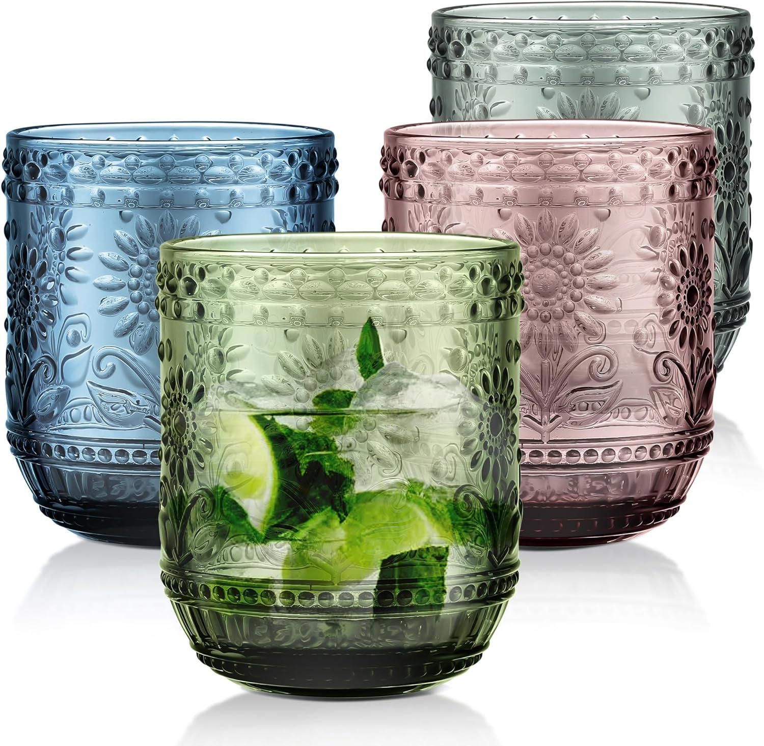 Joeyan Verre a Eau coloré, 360ML Empilable Multicolore Verres à Boire ...