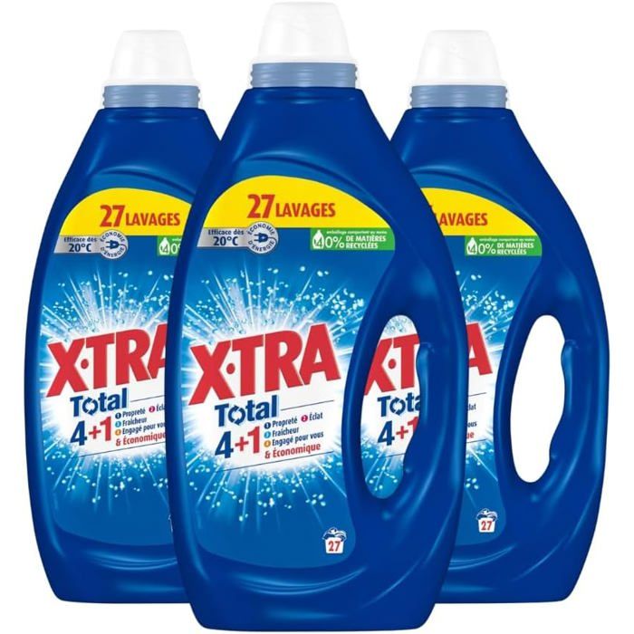 Lessive Liquide - XTRA Total - Lot de 3 - Propreté - Éclat - Fraîcheur ...