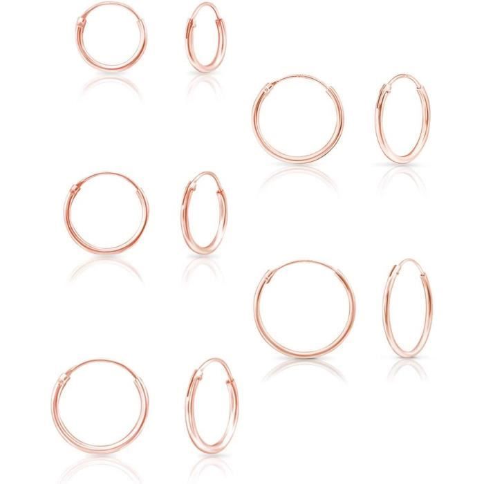 5 Paires De Boucles D'Oreilles Mini-Petite-Moyenne Créole-Anneau En Argent Fin 925, Plaqué Or ...