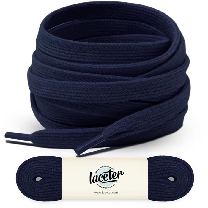 Lacets plats bleus marine, 120 cm, Largeur 8mm, Lacet bleu marine pour ...