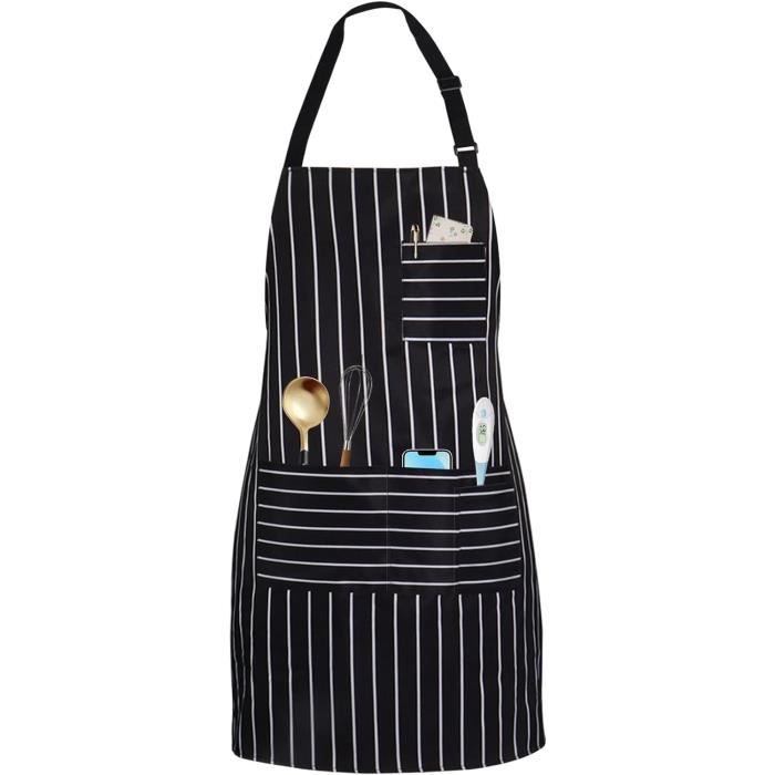 Tablier De Chef Rayé Noir Et Blanc, Tablier De Chef Pour Homme Avec ...